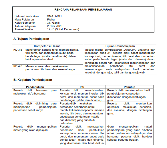 RPP SMK MAK 1 Lembar Halaman Tahun 2020 - Informasi Data Pendidikan