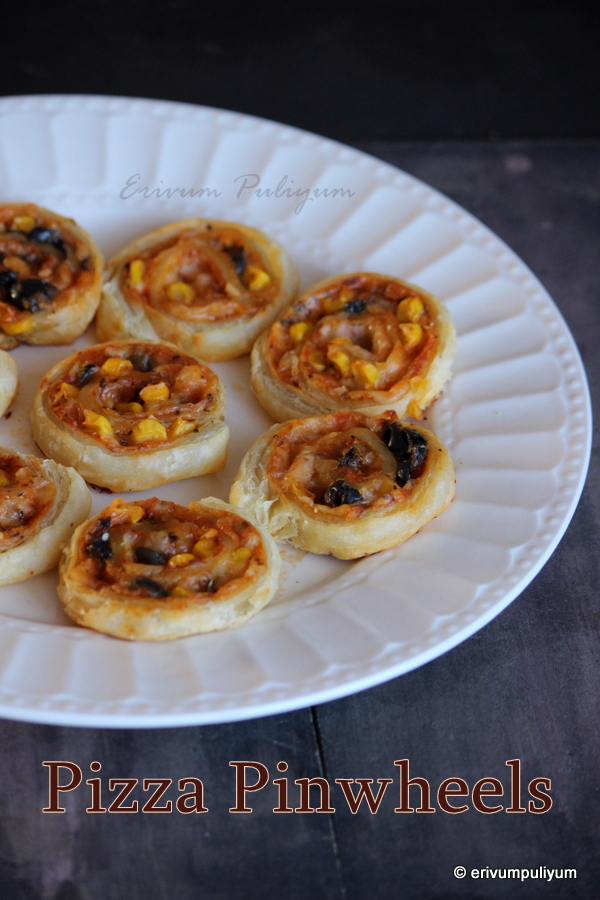 Erivum Puliyum: Pizza Pin Wheels | Veg Pizza Rolls | Appetizer Recipes