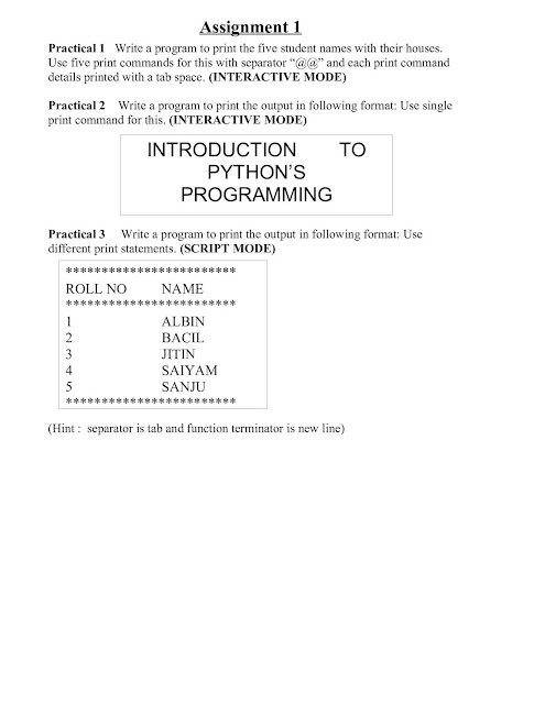Python Class 11 Python Assignment 1 To 8