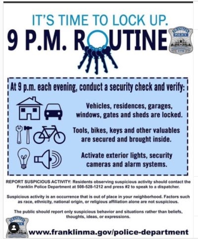 Franklin Matters: Franklin (MA) Police: Consider this lockup routine ...