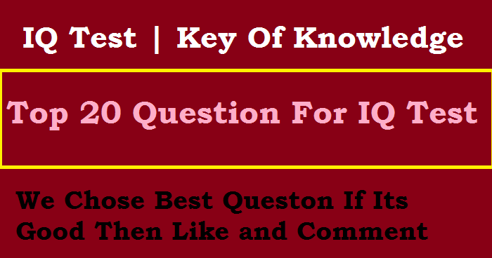 Top 20 Question For IQ Test ~ IQ Test | Key Of Knowledge