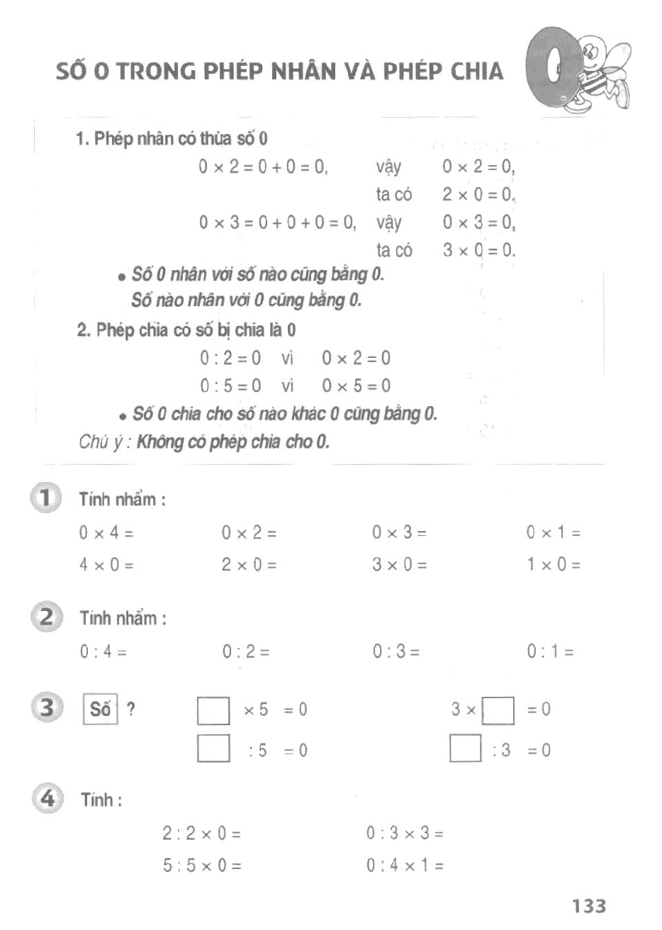 Sách Giáo Khoa Toán Lớp 2 - Số 0 trong phép nhân và phép chia - Sách ...