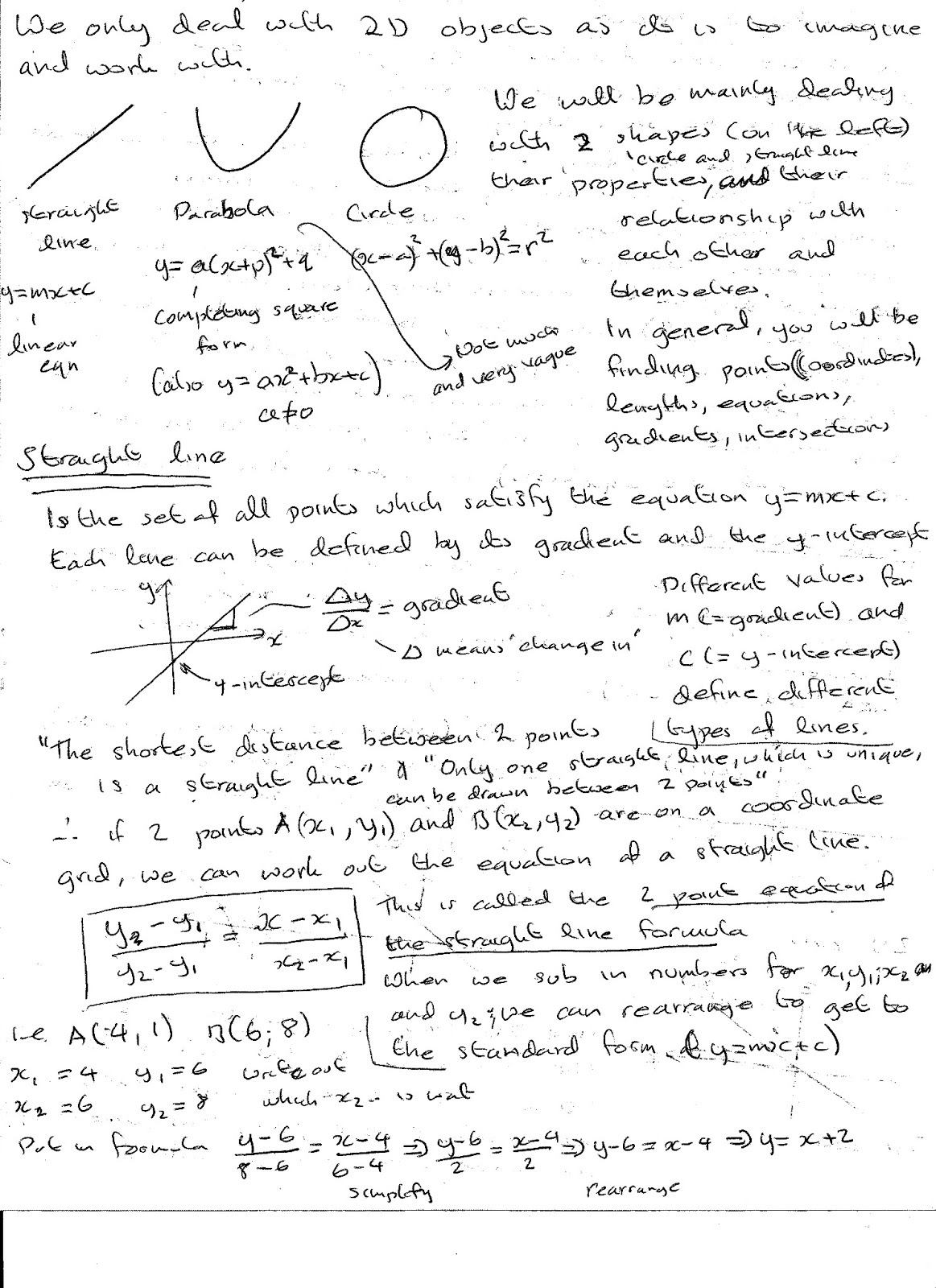 A Level Maths Notes: Coordinate Geometry - Straight Lines and Gradients