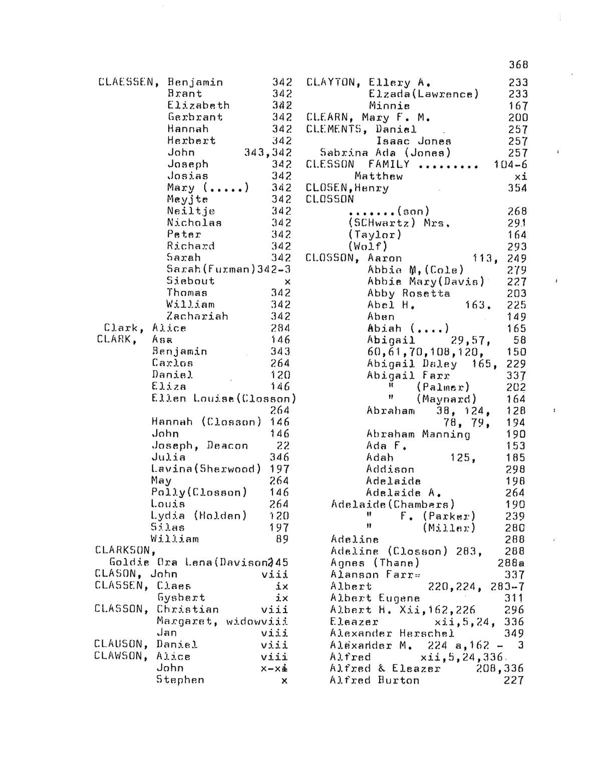 The Josiah Closson Family of New England by William G. Closson