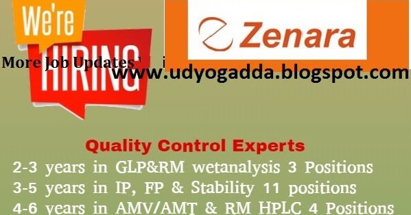 UDYOG ADDA: Zenara Pharma Pvt. Ltd - Hyderabad Walk-In Interview for Multiple Positions - QC ...