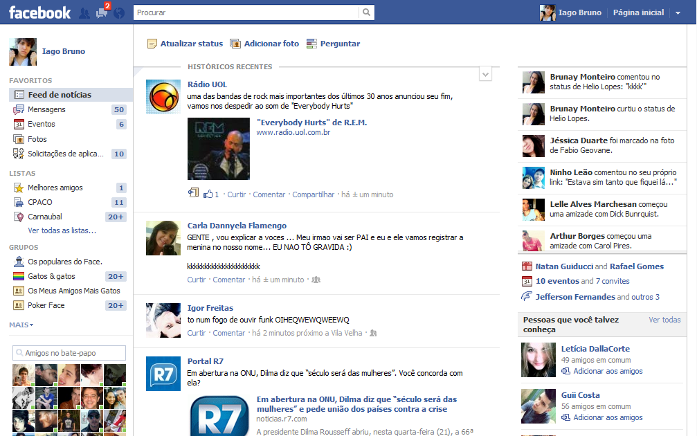 Olhar Tecnológico: Facebook libera novo layout da página inicial