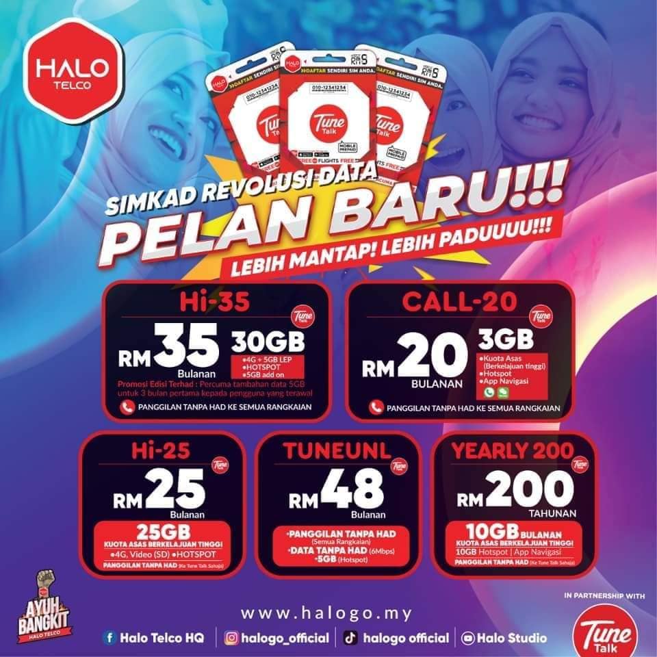 Halo Telco Unlimited Plan : Pelan Baru Halo Telco Hi 25, Hi 35 dan Call 20