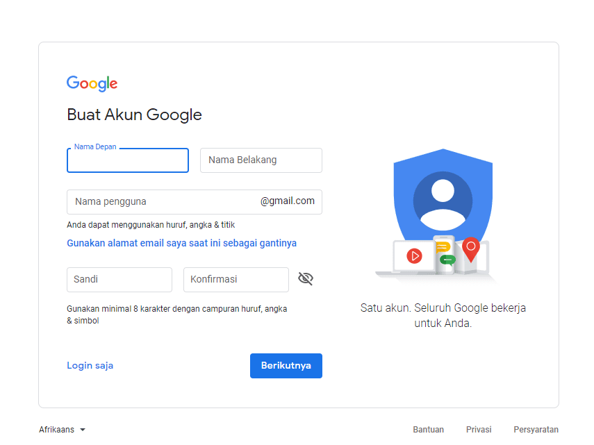 Cara membuat akun google dengan gmail