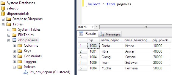 Index Table Clustered and Nonclustered SQL Server - NYOK NGODING