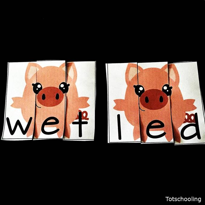 CVC Word Puzzles: Pig Themed | Totschooling - Toddler, Preschool ...