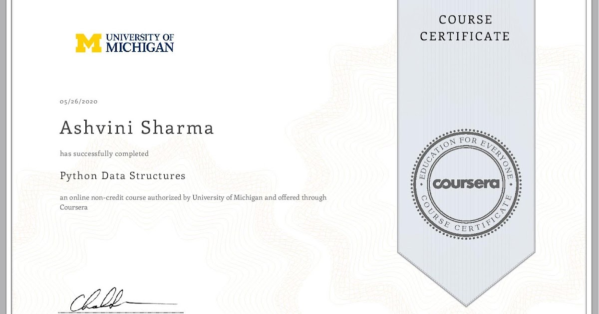 Python data structures: Certificate