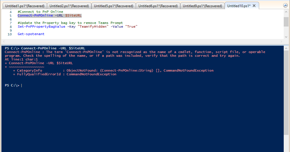 Connect Pnponline The Term Connect Pnponline Is Not Recognized As The Name Of A Cmdlet