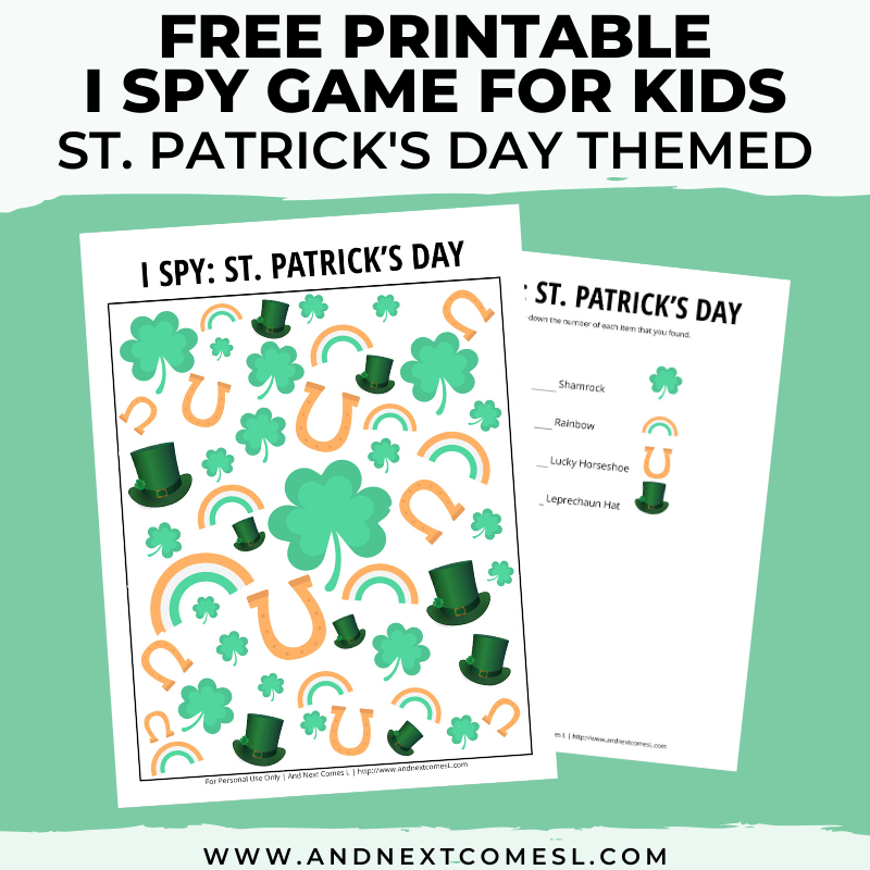 St. Patrick's Day I Spy Game {Free Printable for Kids} | And Next Comes ...