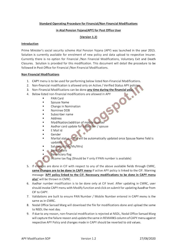SOP for modification and exit of APY