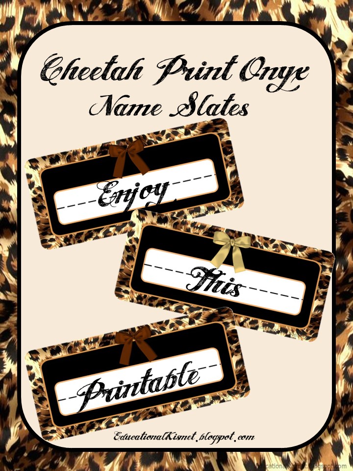 Educational Kismet : Cheetah Print {ONYX} Name Slates