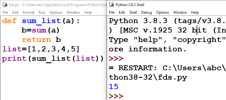 Python program to find sum of all number in list