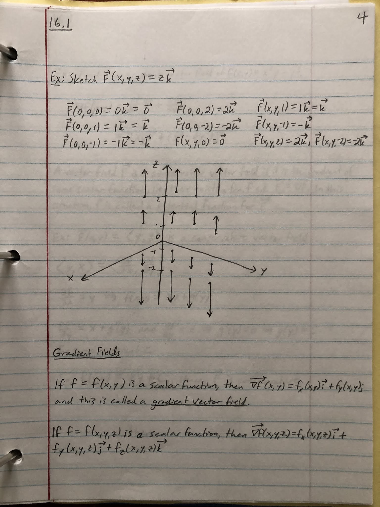 Professor Frank’s Math Blog: 16.1 Vector Fields Notes