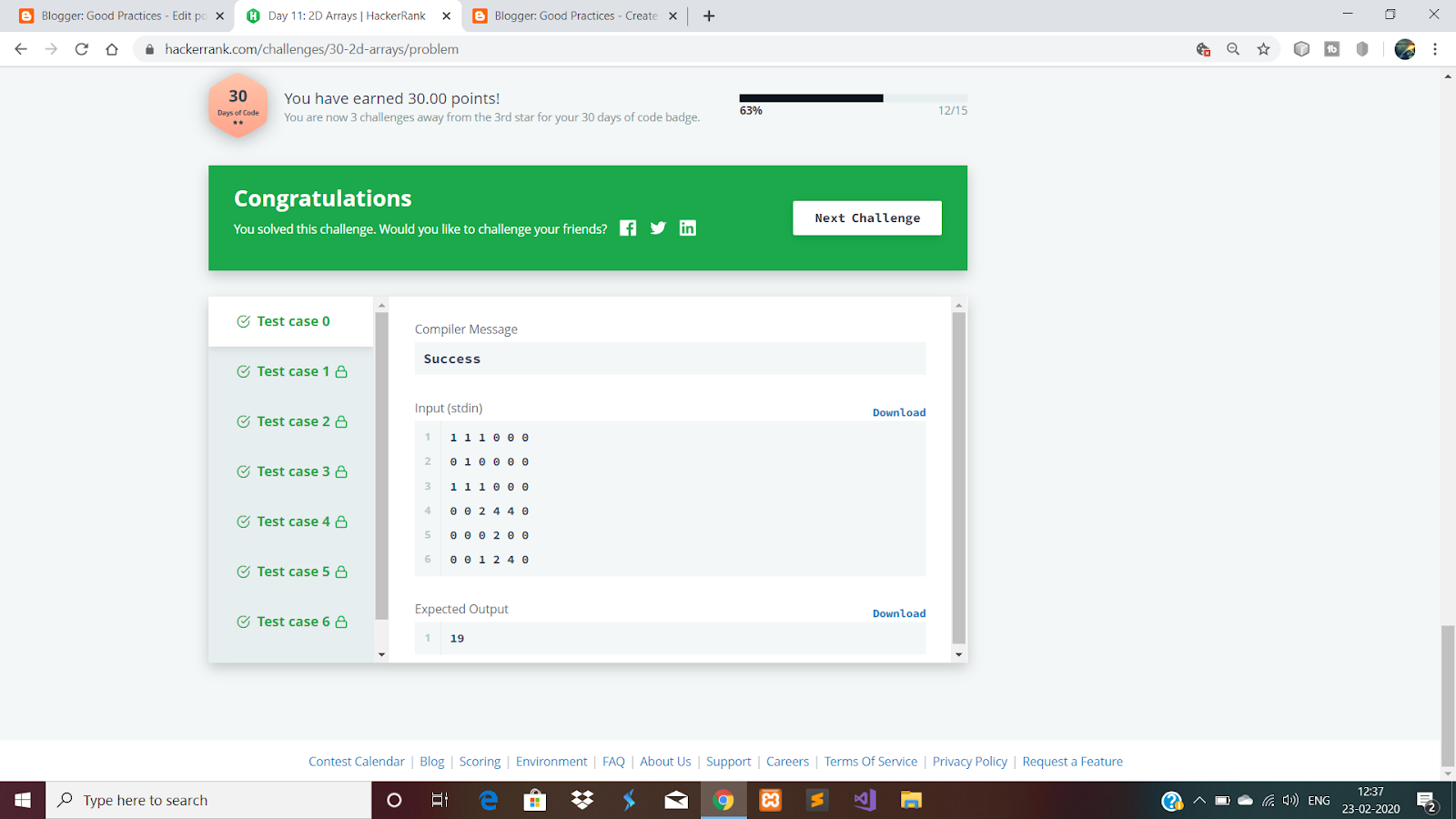 Good Practices: Day 11: 2D Arrays :30 Days Of Code HackerRank Solution ...