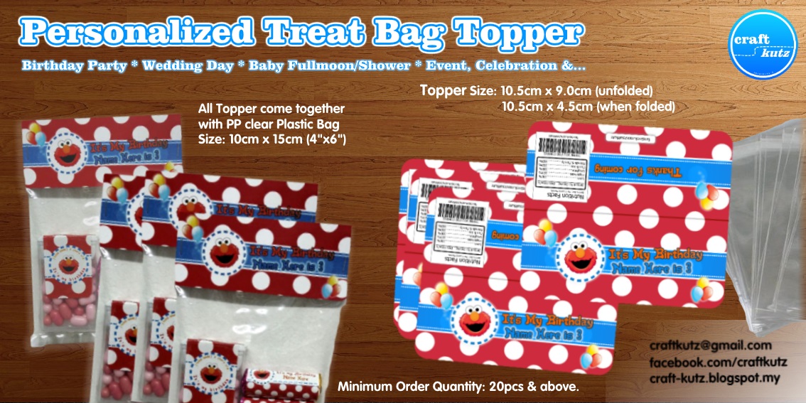 Personalized Treat Bag Topper ~ Craft Kutz