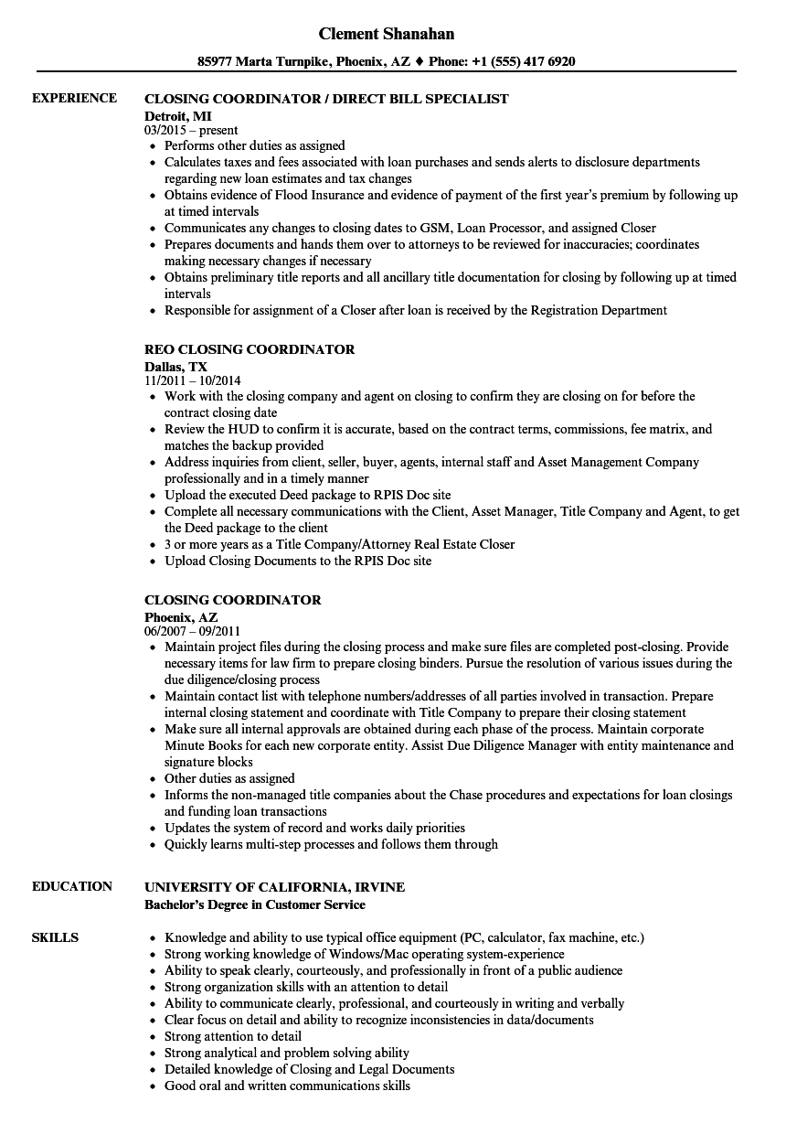 Resume Closing Statement ~ Certificate Letter