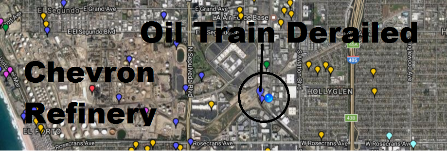 Oil Tankers Derailed Near Chevron Refinery in El Segundo