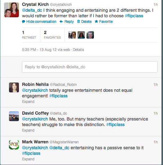 Flipping with Kirch: #flipclass chat 8/13/12 - Engaging Students