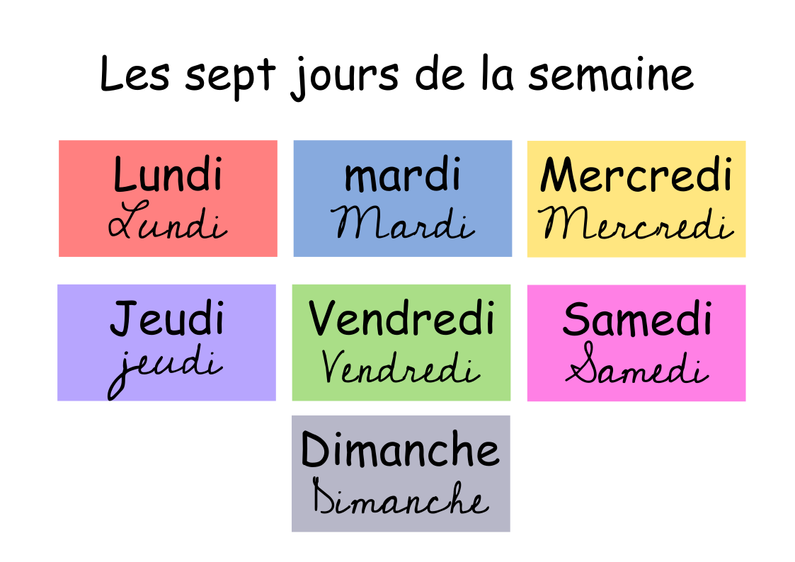 Les sept jours de la semaine