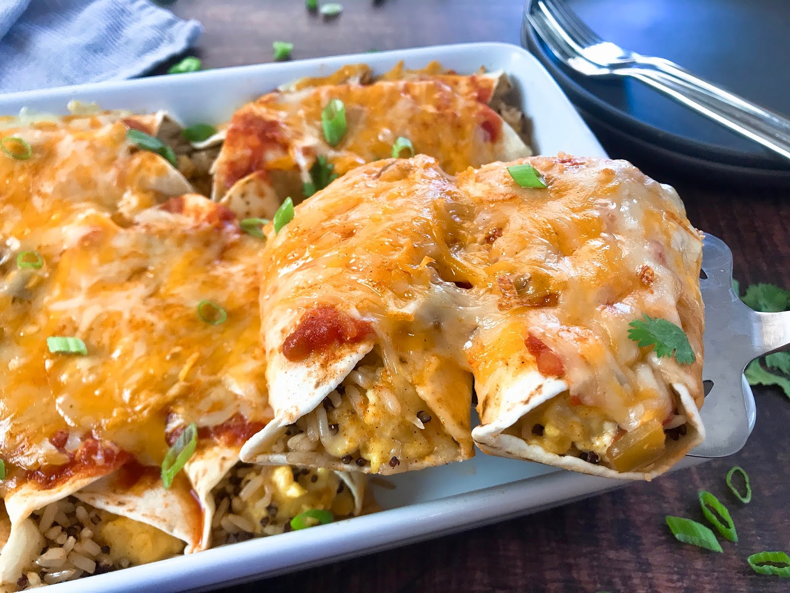 Breakfast Burritos with Cheesy Eggs, Quinoa and Brown Rice