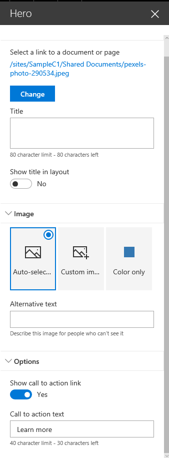 Intuitive "HERO" webpart - SharePoint Framework Modern UI