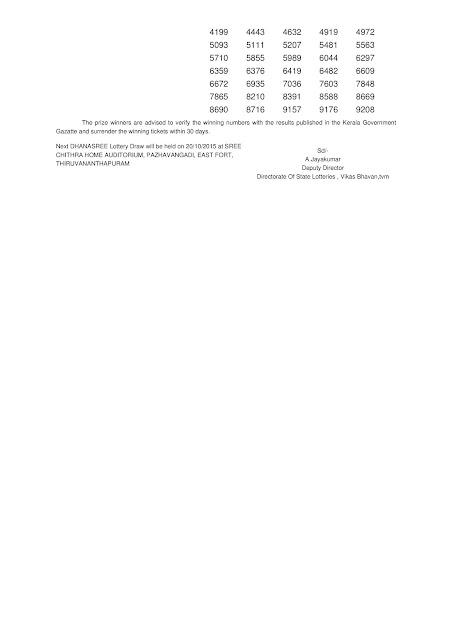DHANASREE Lottery DS-207th on 13-10-2015 Todays Lottery Result ~ Live ... DHANASREE Lottery DS-207th on 13-10-2015 Todays Lottery Result ~ Live ...