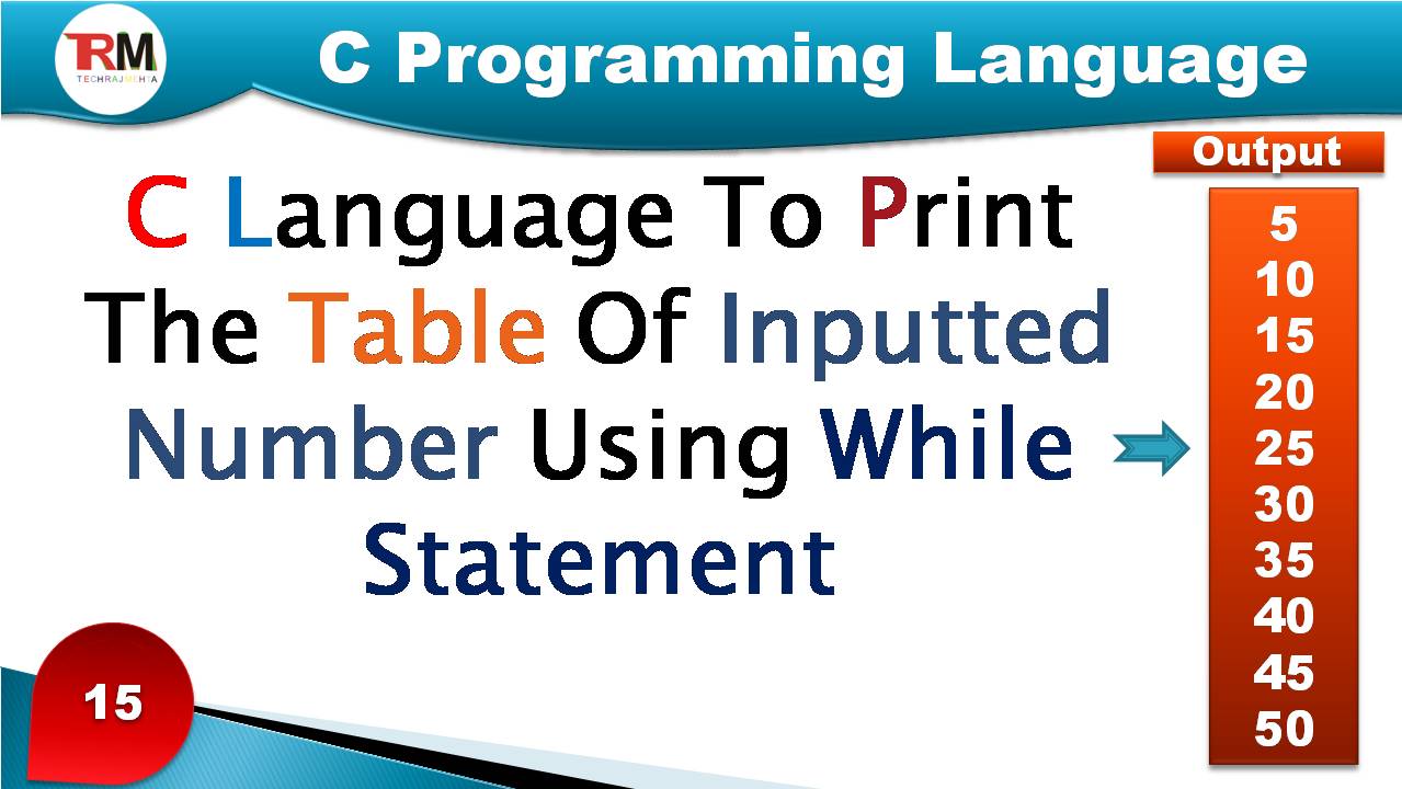 C Language To Print The Tables Of Inputted Number Using While Loop