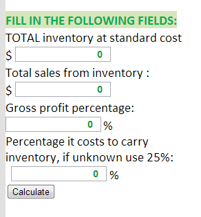 Inventory Carrying Cost: Inventory Carrying Cost Calculator