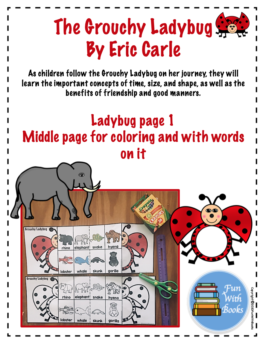 THE GROUCHY LADYBUG BOOK CRAFT ~ Book Units by Lynn