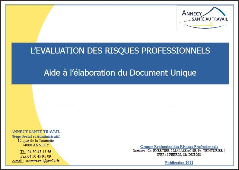 AIDE A L'ELABORATION DU DOCUMENT UNIQUE: " L’EVALUATION DES RISQUES ...