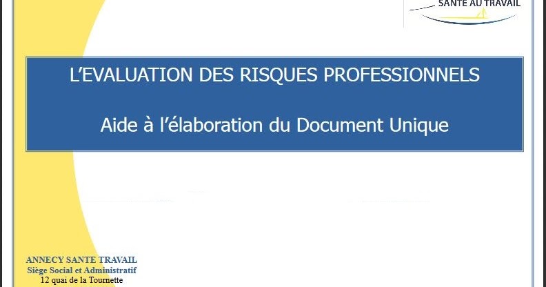 AIDE A L'ELABORATION DU DOCUMENT UNIQUE: " L’EVALUATION DES RISQUES PROFESSIONNELS " - Livres et ...