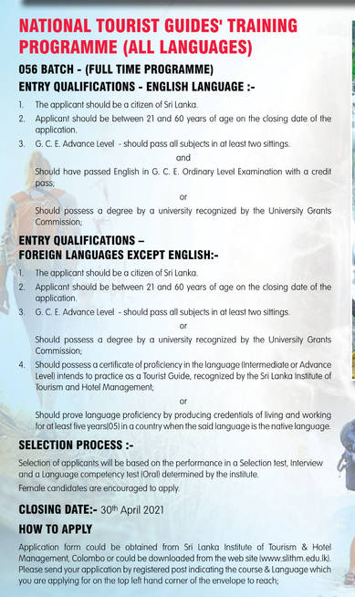 Tourism Guide Courses - Sri Lanka Institute Of Tourism and Hotel Management