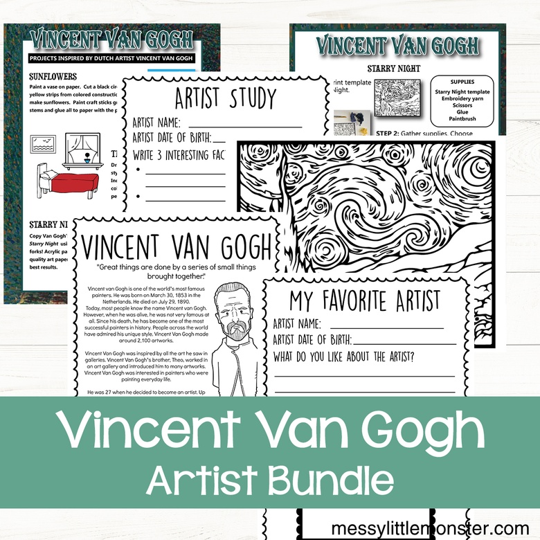 Van Gogh Starry Night Inspired Yarn Craft for Kids (printable included ...