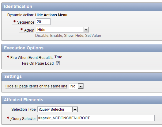 Notes on Oracle: APEX: Show Actions menu with Authorization