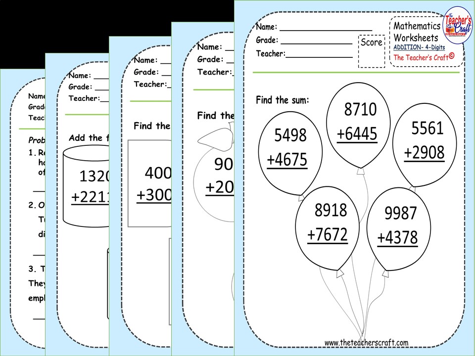 WorkSheet- Addition of 4-digits with/without regrouping - The Teacher's ...