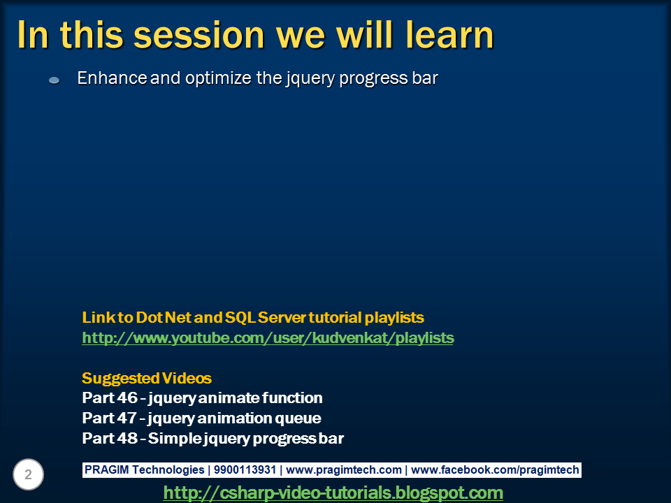Sql Server Net And C Video Tutorial Optimize Jquery Progress Bar