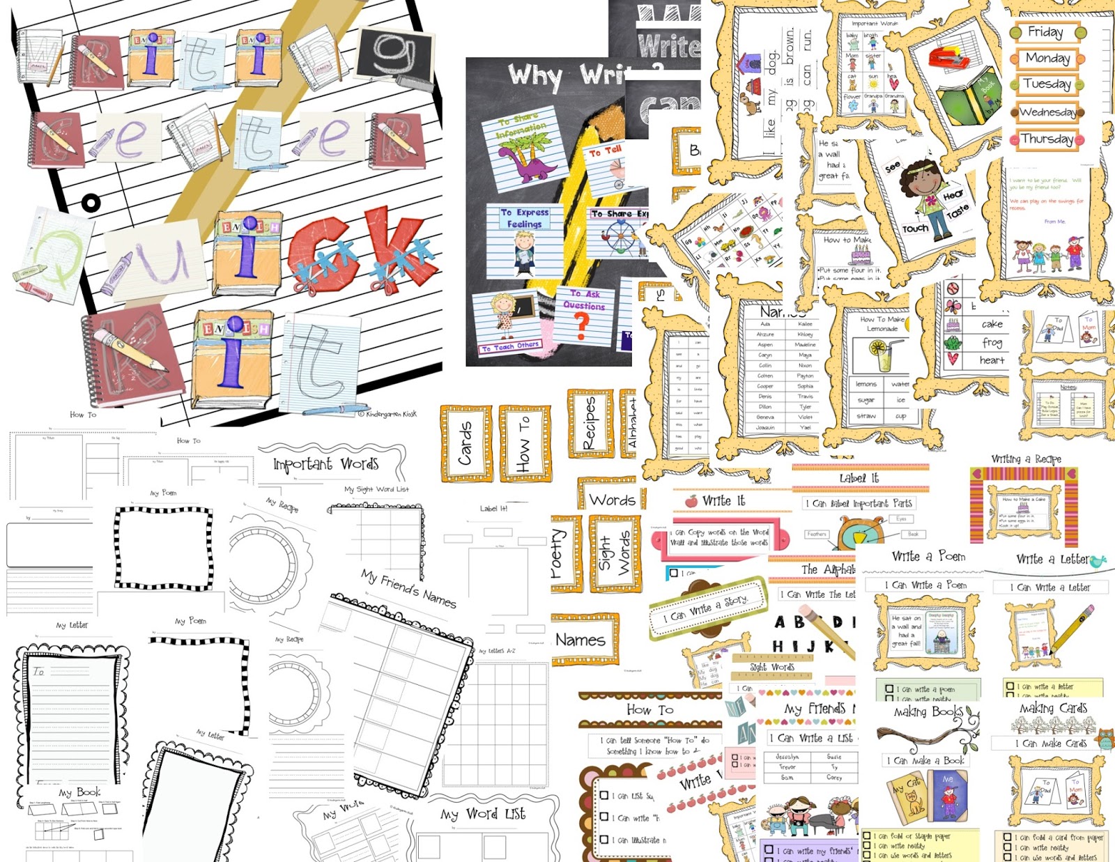 Kindergarten Kiosk: Writing Center: Quick Kit