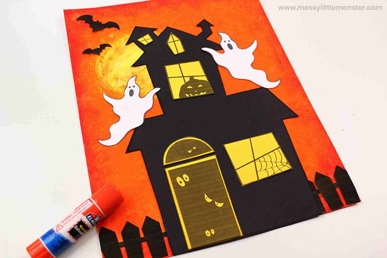 Haunted House Halloween Craft with template - Messy Little Monster