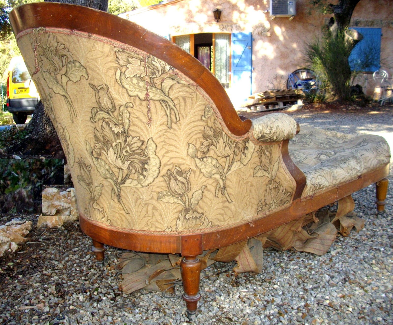 ancienne méridienne noyer d'époque XIXeme banquette fauteuil empire ...