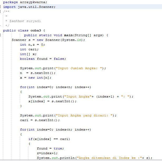 Membuat Array Multidimensi dengan Scanner