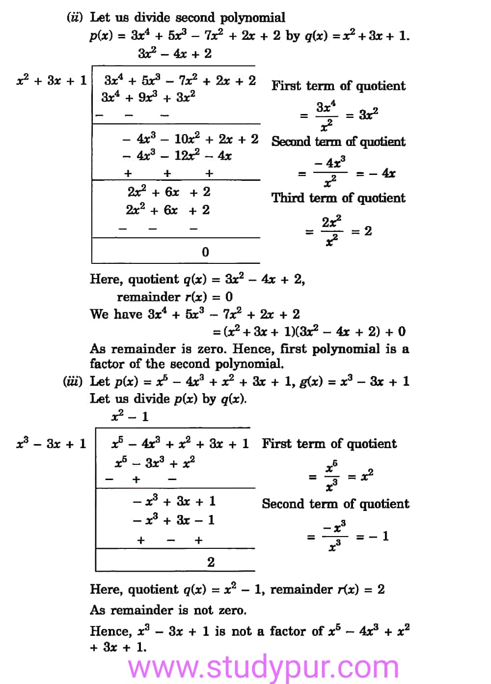 Polynomials class 10 math - Studypur