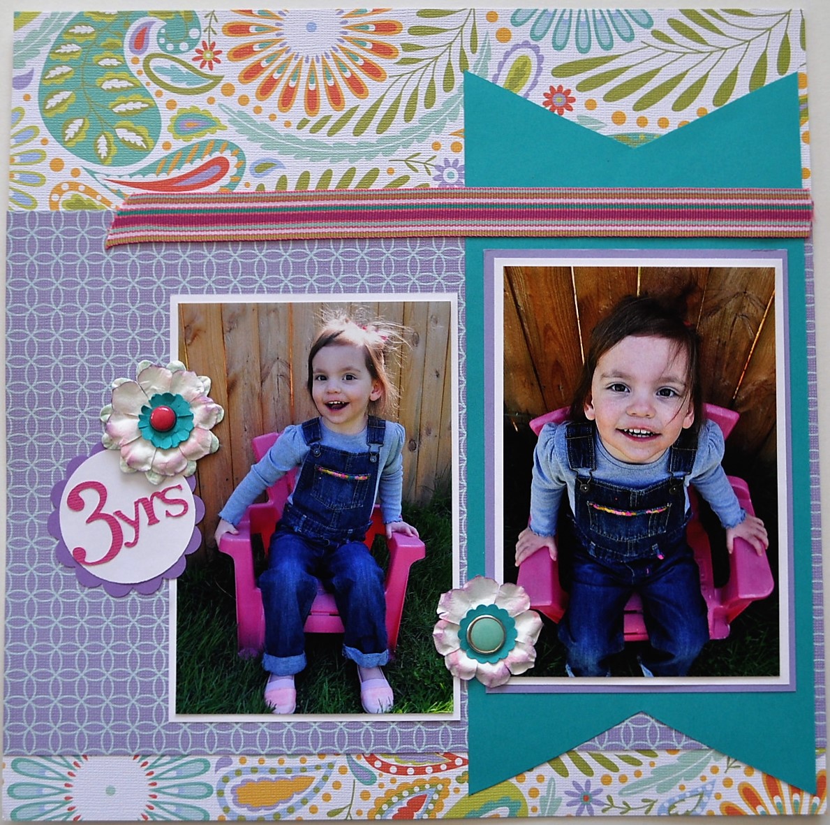 Random Memories: Two Page Scrapbook Layout - "Cute as a Button"