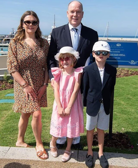 Prince Albert and his twins attended the opening of Cala del Forte Marina