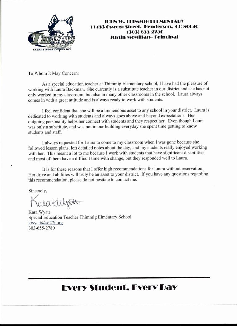 Letter Of Recommendation For A Special Education Teacher ~ Medical Resume