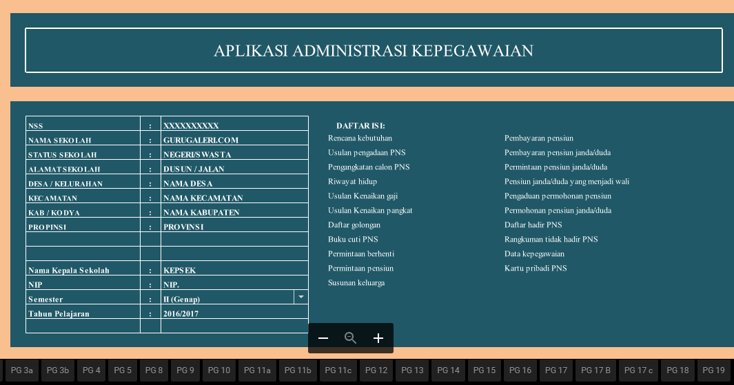 Administrasi Kepegawaian Sekolah Lengkap Format Excel - Download Aplikasi Guru