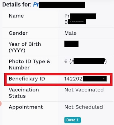 How to know my Covid Vaccine beneficiary Id